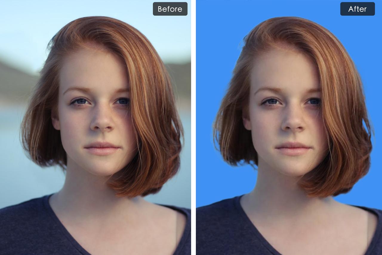 Make a free passport size photo with a blue background Online